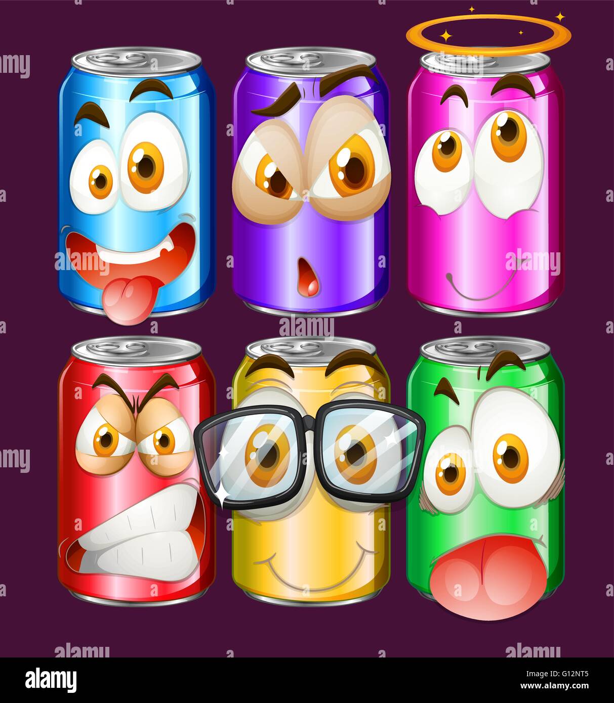 Can with facial expressions illustration Stock Vector Image & Art - Alamy