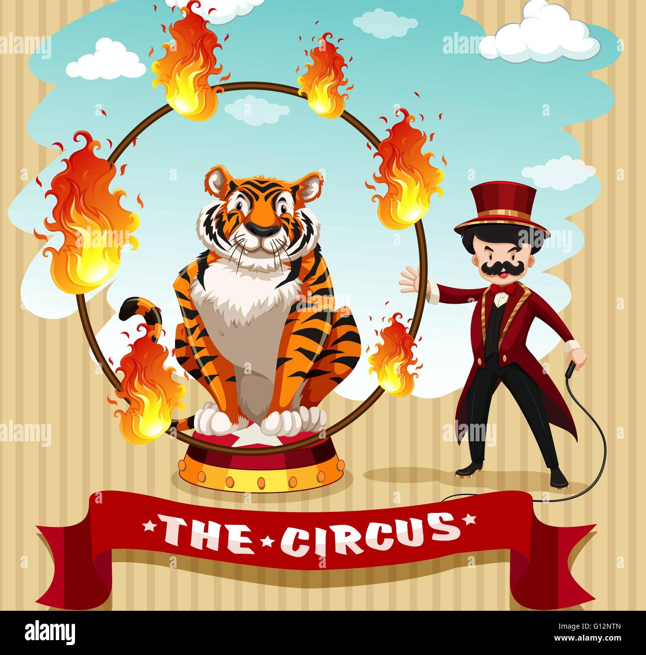 Tiger fire circus Stock Vector Images - Alamy
