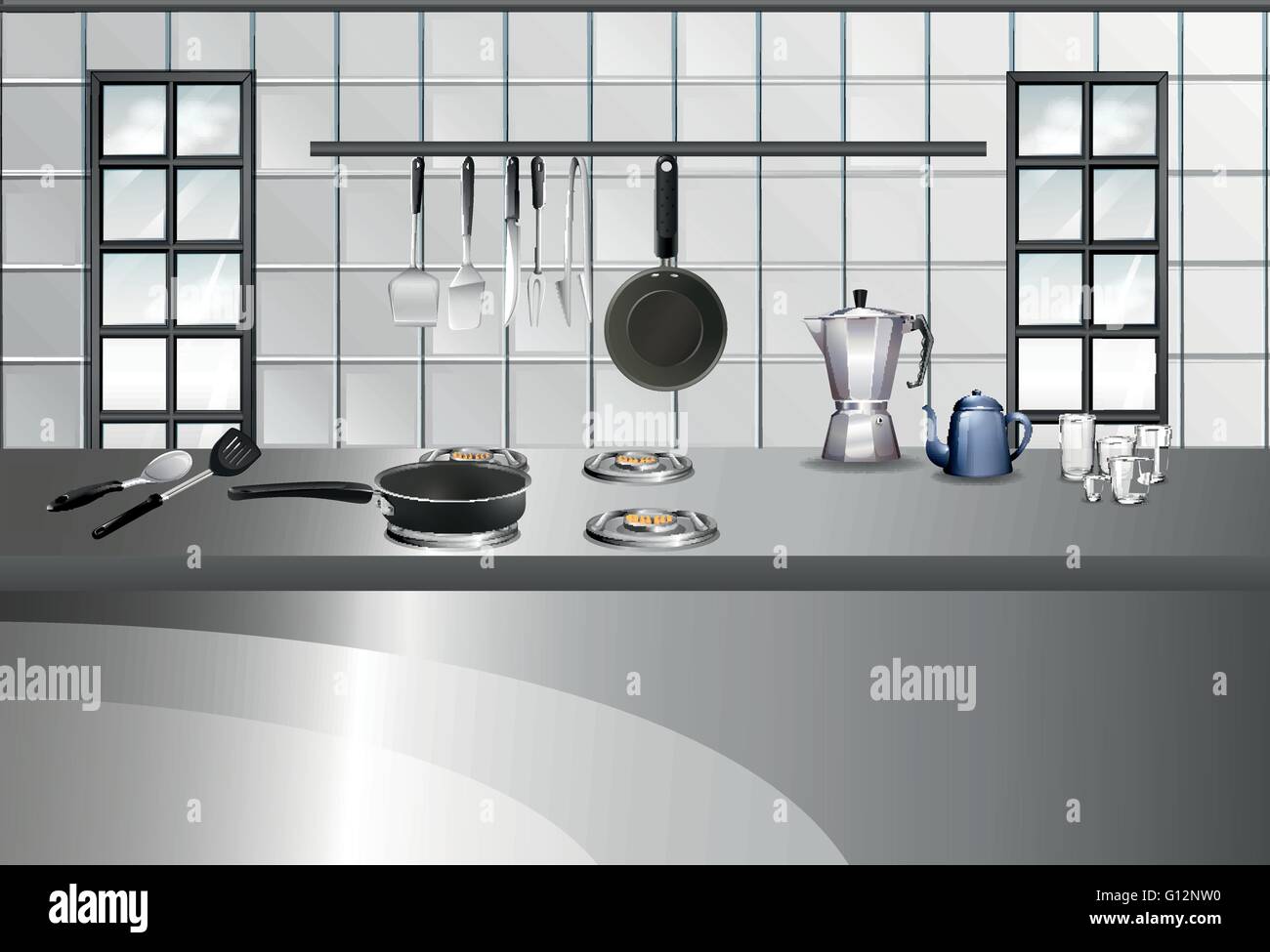 Modern style of kitchen and utensils illustration Stock Vector Image ...