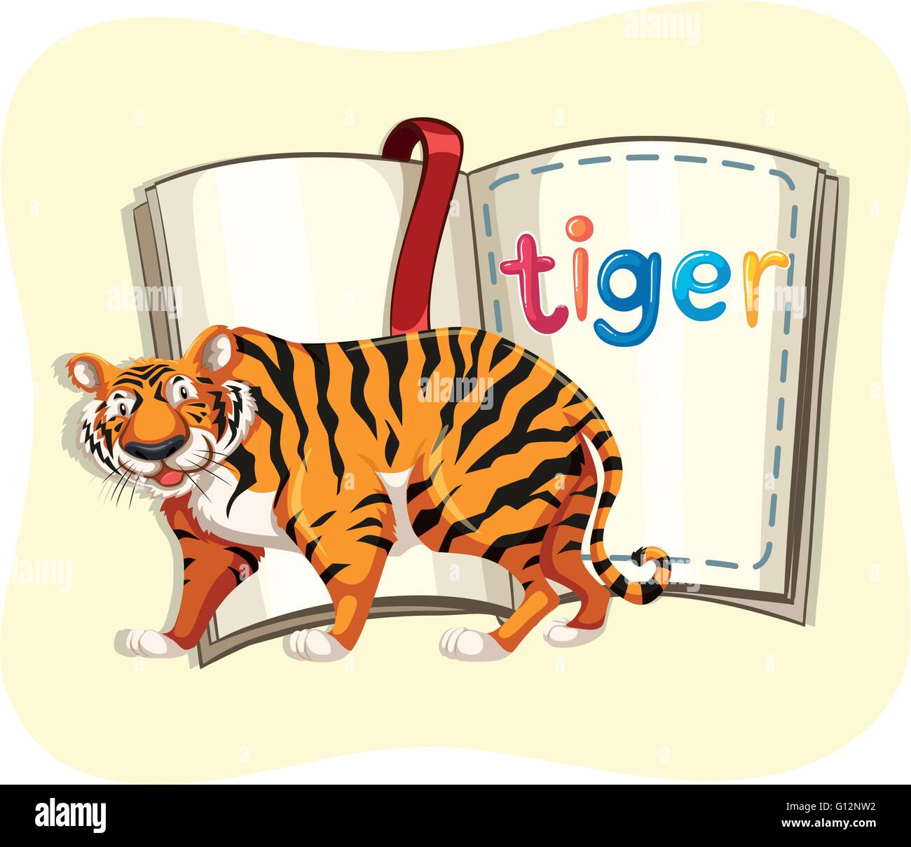 Big tiger and a book illustration Stock Vector Image & Art - Alamy