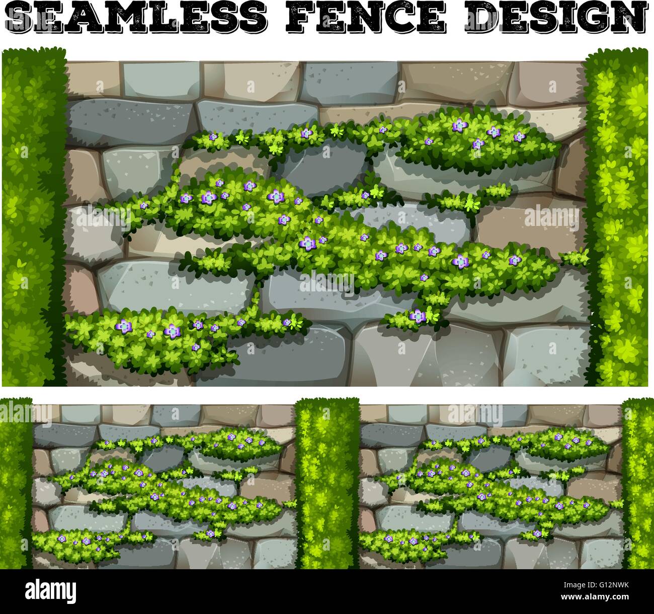 Garden fence and flowers Stock Vector Images - Alamy