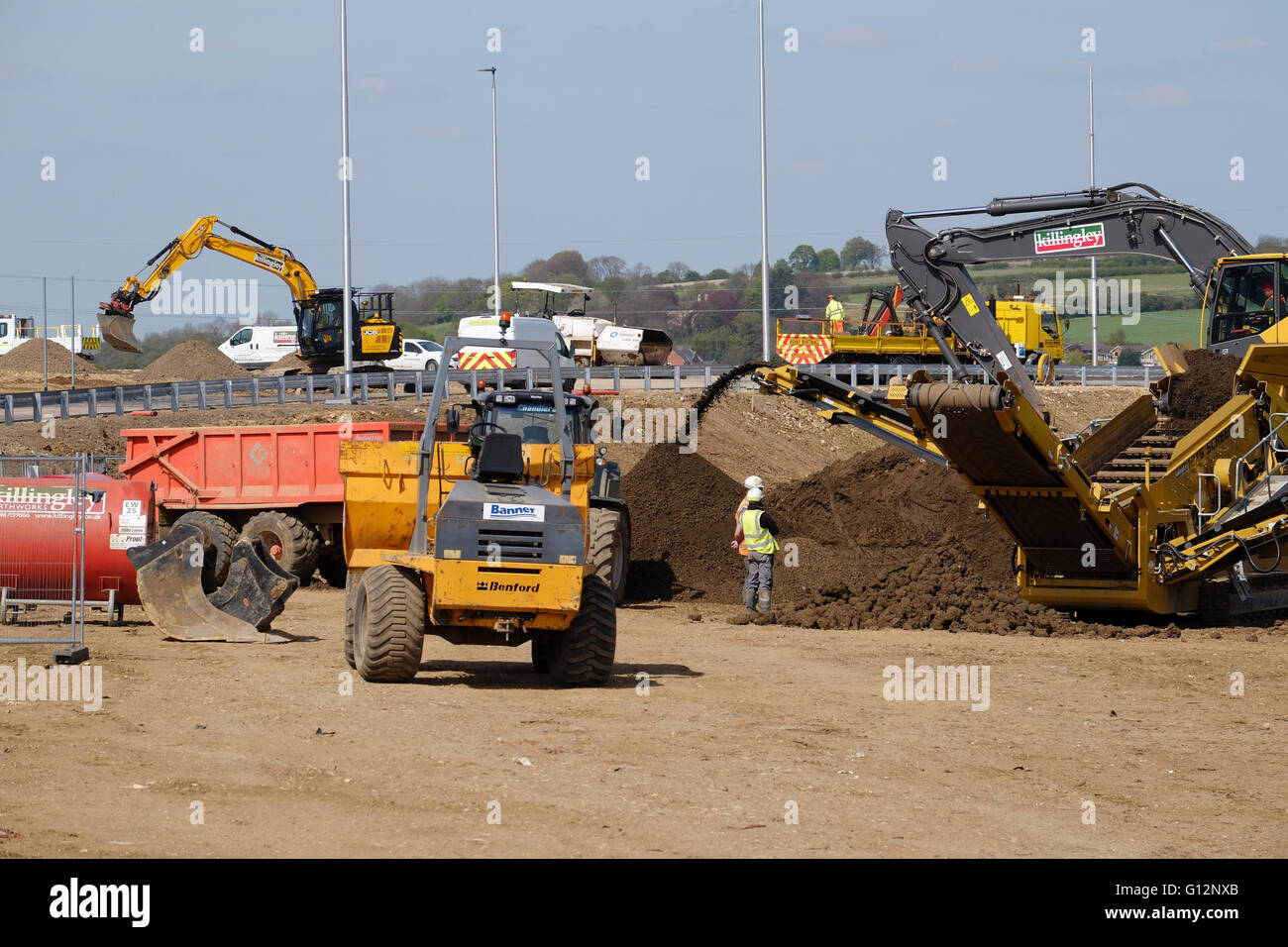 Heavy plant machinery being used on construction of Grantham southern ...