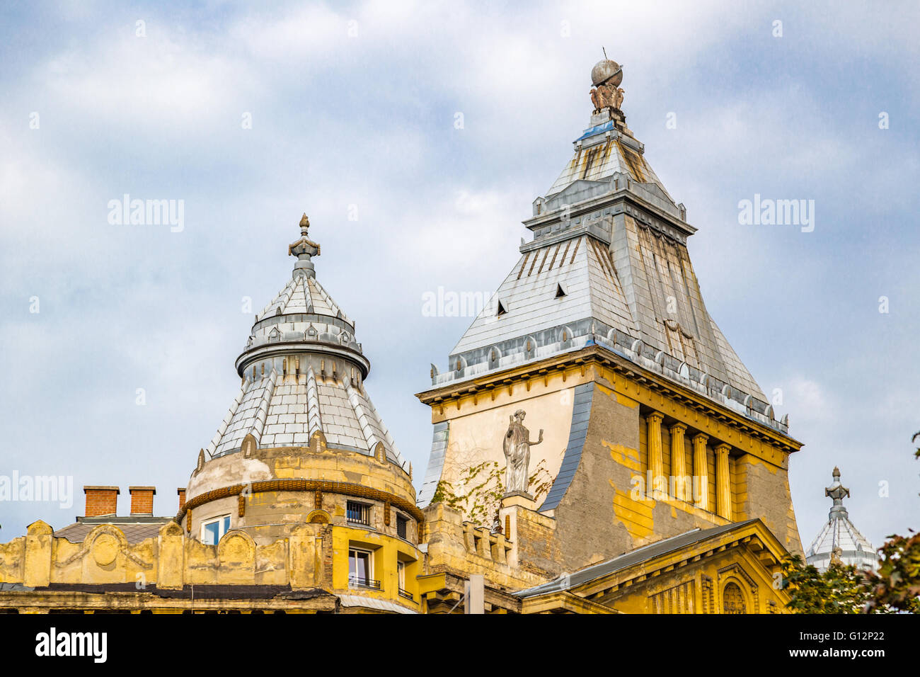 The variety of styles of palaces and buildings in Budapest, Hungary in ...