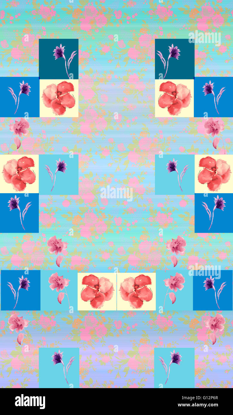 allover flower motif repeat design Stock Photo - Alamy