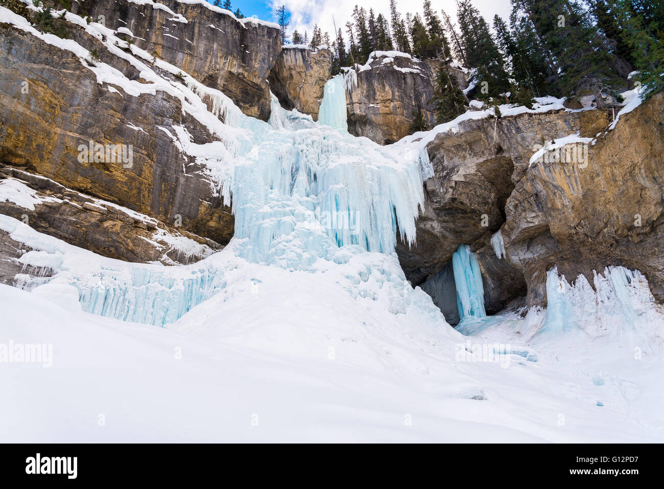 Frozen in winter, Panther Falls, Banff National Park, Alberta, Canada ...