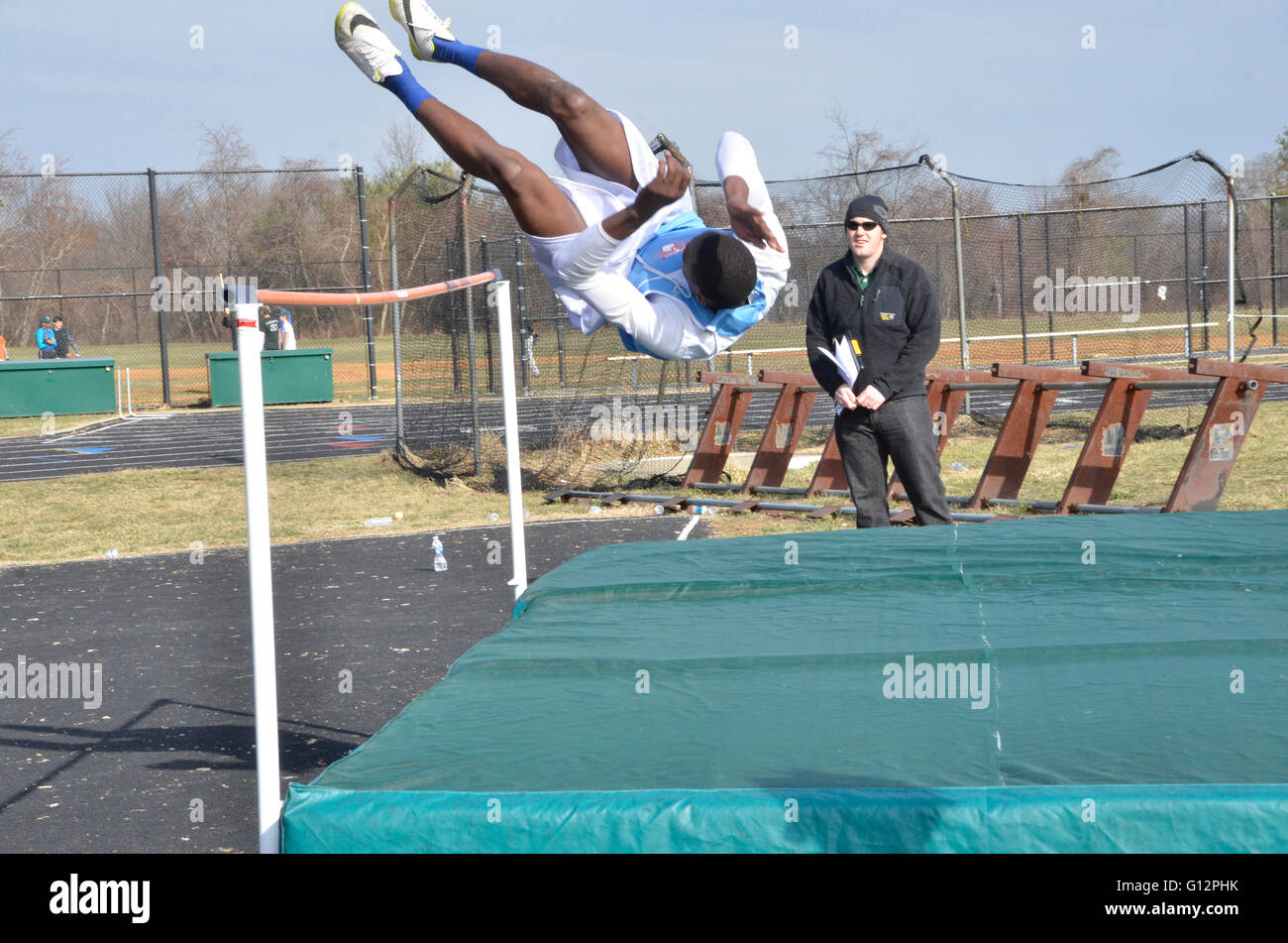 high jump in a track meet Stock Photo - Alamy