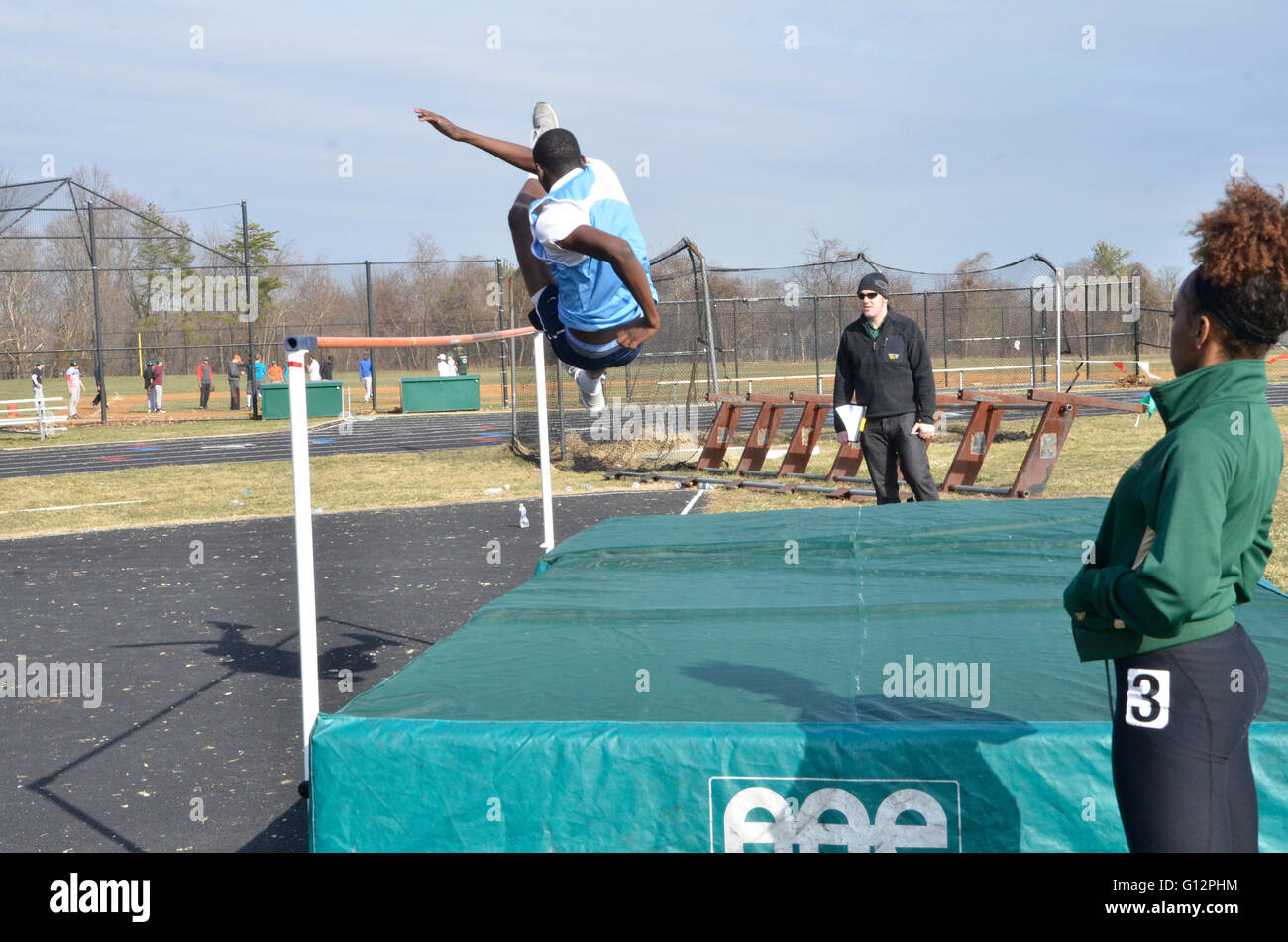 high jump in a track meet Stock Photo - Alamy