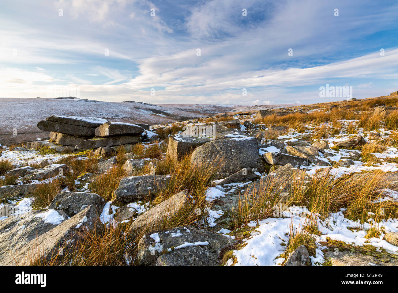 Dartmoor National Park seen from Littaford Tors, Dartmoor Forest, Devon ...
