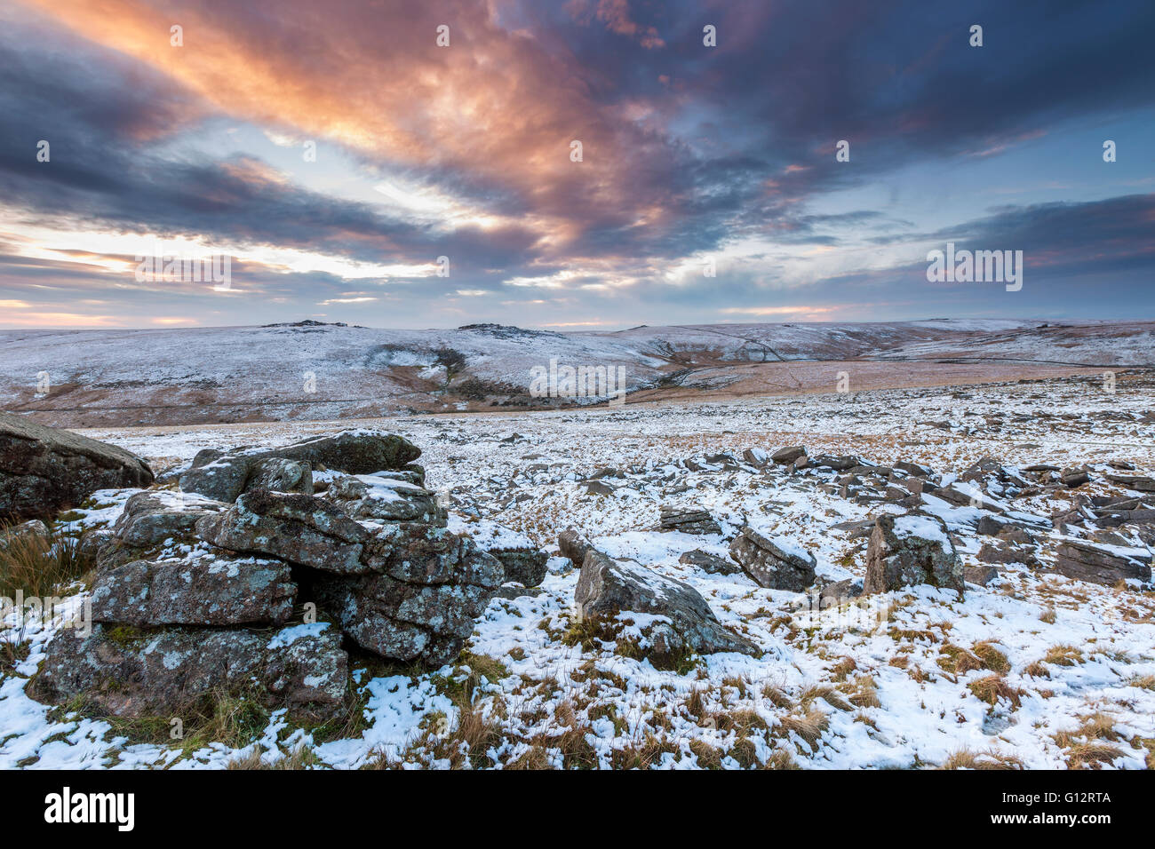 Dartmoor National Park seen from Longaford Tor, Dartmoor Forest, Devon ...