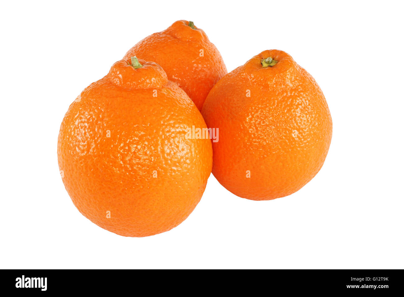 Three tangerine fruits isolated on white background Stock Photo - Alamy