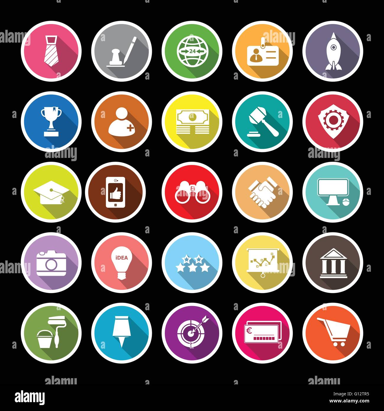 SME flat icons with long shadow, stock vector Stock Vector Image & Art ...