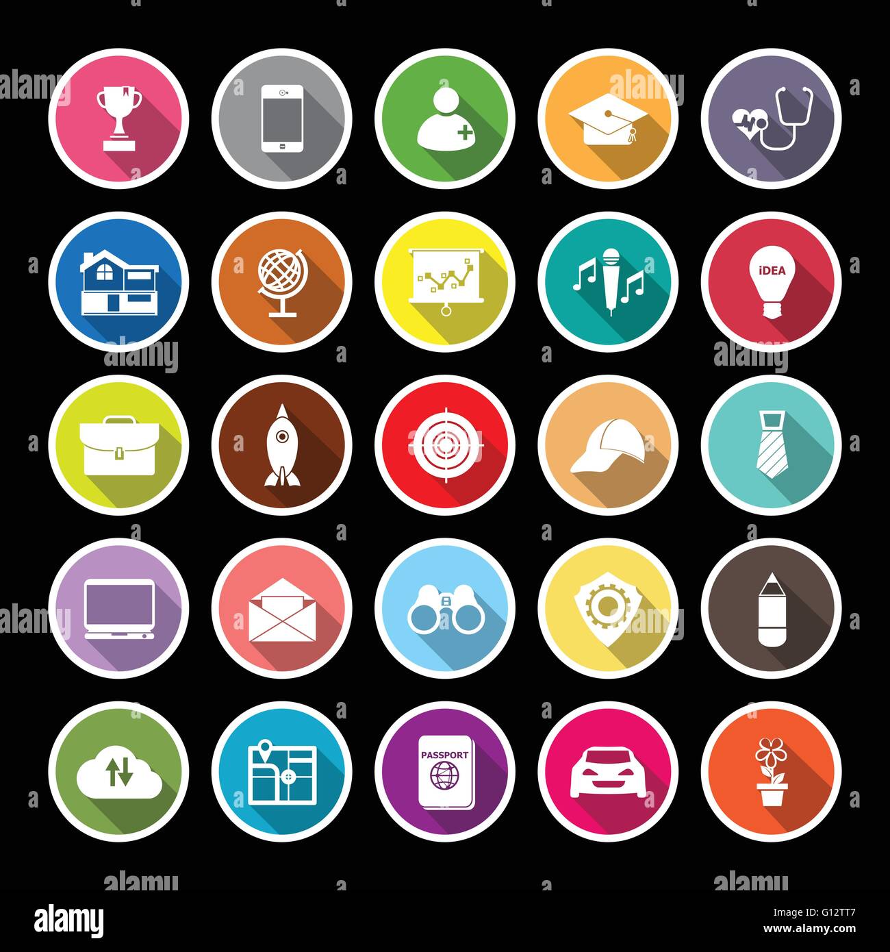 Job description flat icons with long shadow, stock vector Stock Vector ...