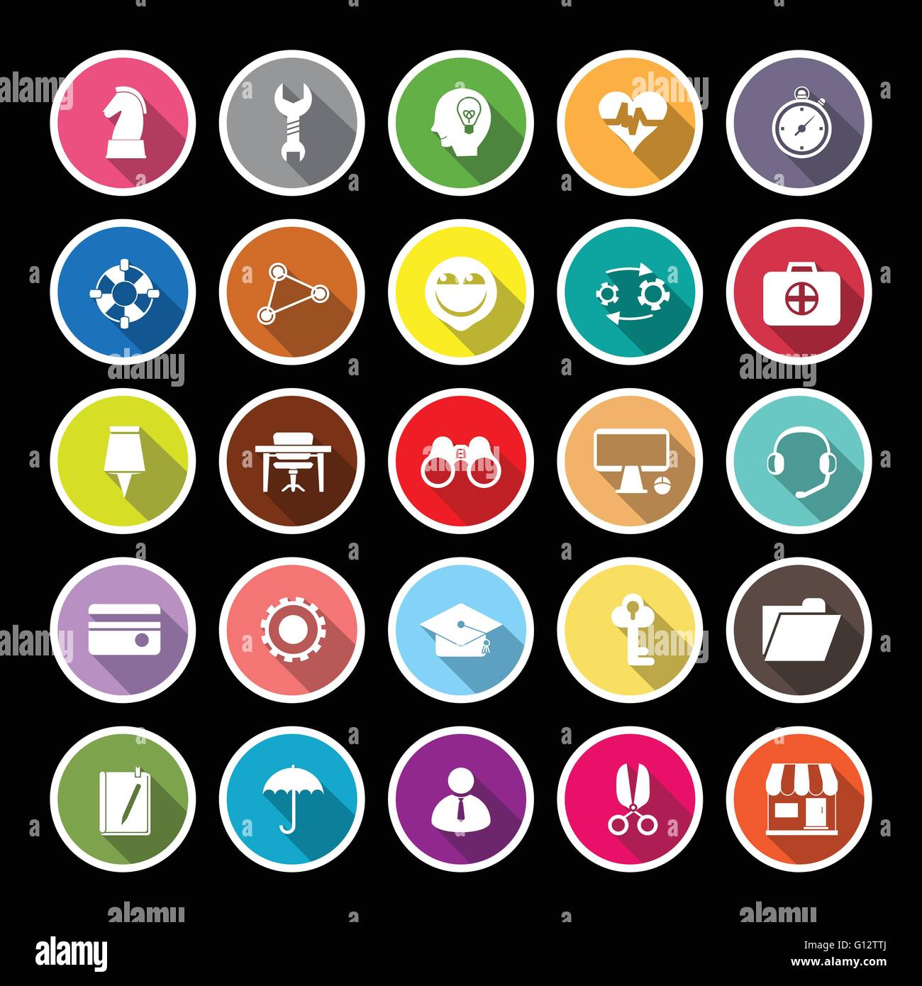 Human resource flat icons with long shadow, stock vector Stock Vector ...