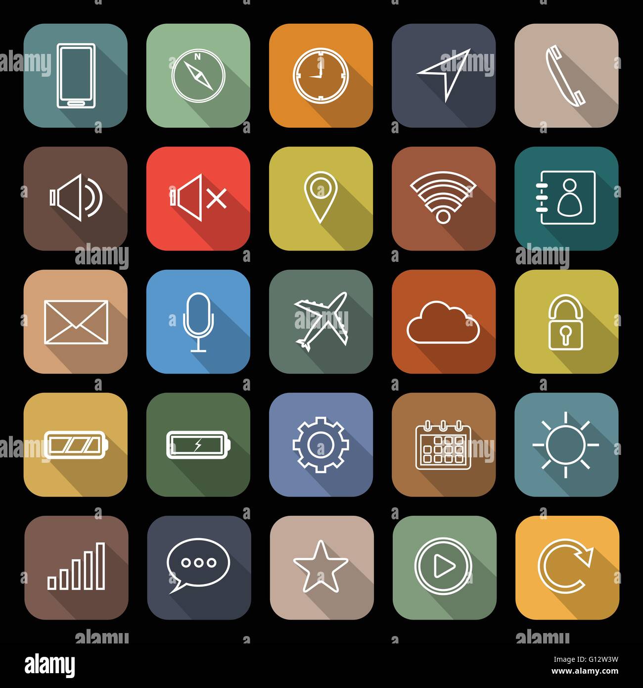 Mobile options flat white Stock Vector Images - Alamy