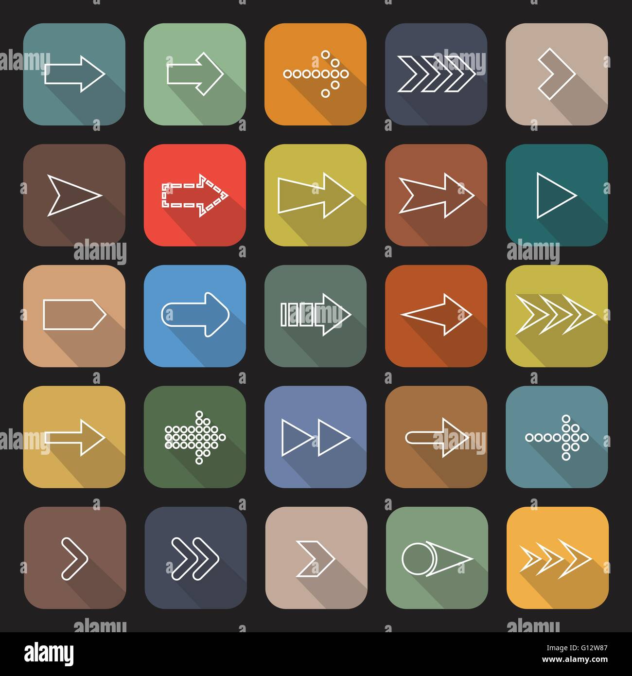 Arrow line flat icons with long shadow, stock vector Stock Vector Image ...