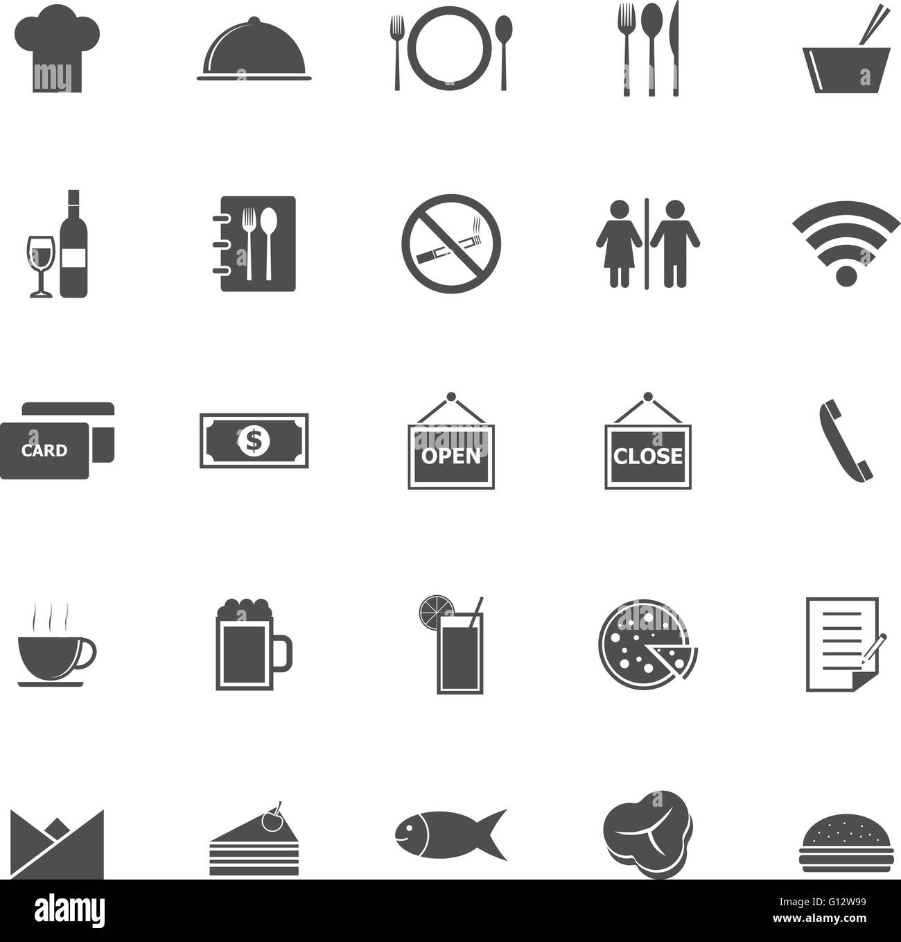 Restaurant icons on white background, stock vector Stock Vector Image ...