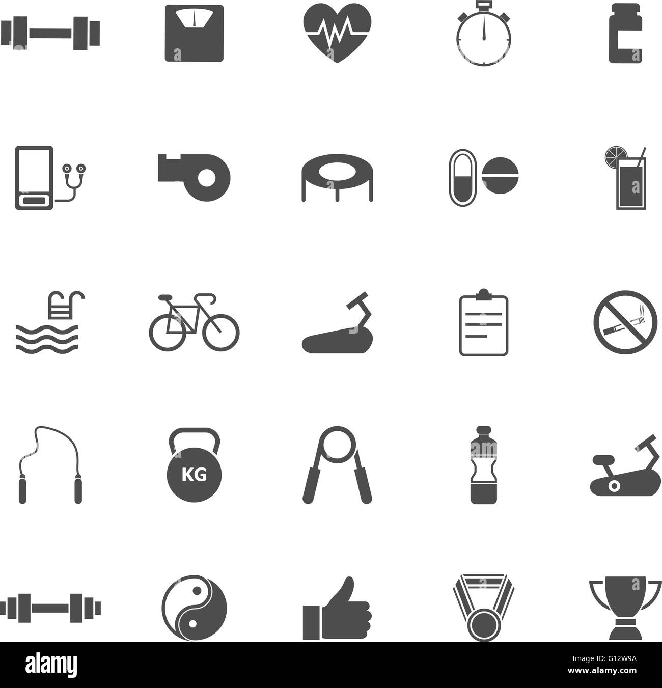 Fitness icons on white background, stock vector Stock Vector Image ...