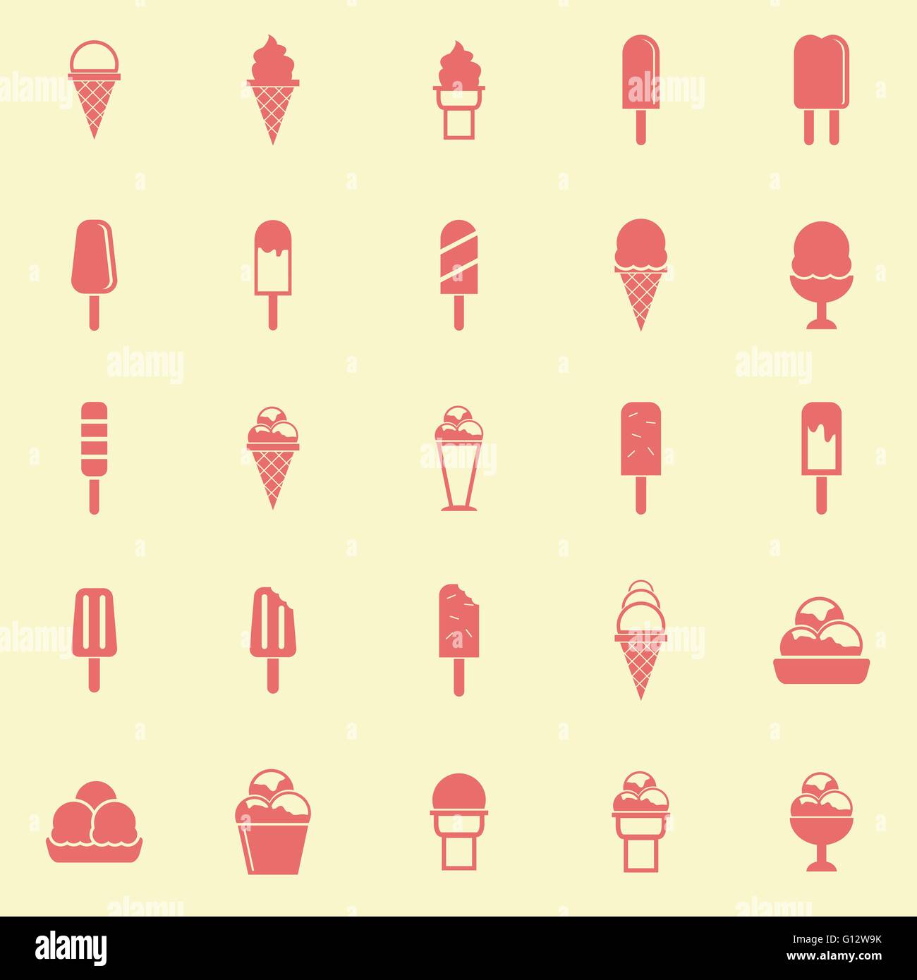 Ice cream color icons on yellow background, stock vector Stock Vector ...