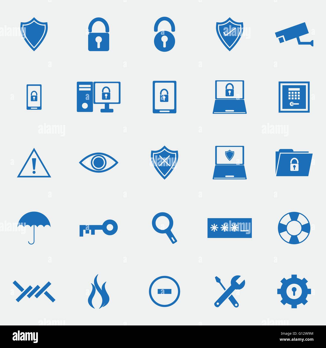 Security color icons on grey background, stock vector Stock Vector ...