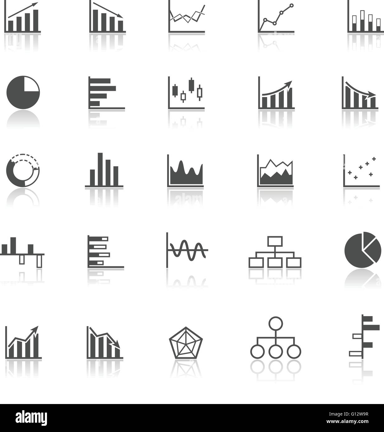 Graph icons with reflect on white background, stock vector Stock Vector ...