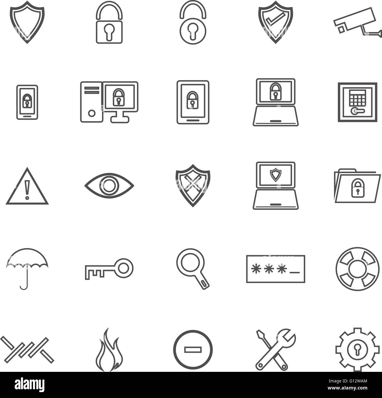 Security line icons on white background, stock vector Stock Vector ...