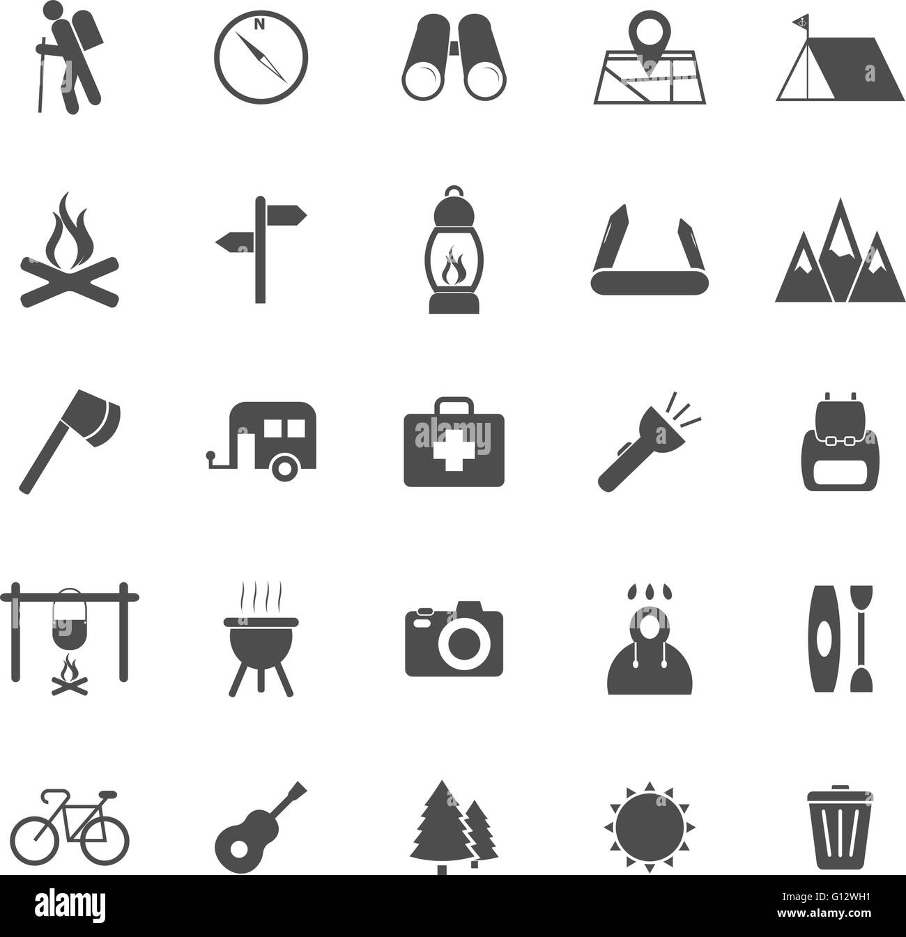 Trekking icons on white background, stock vector Stock Vector Image ...