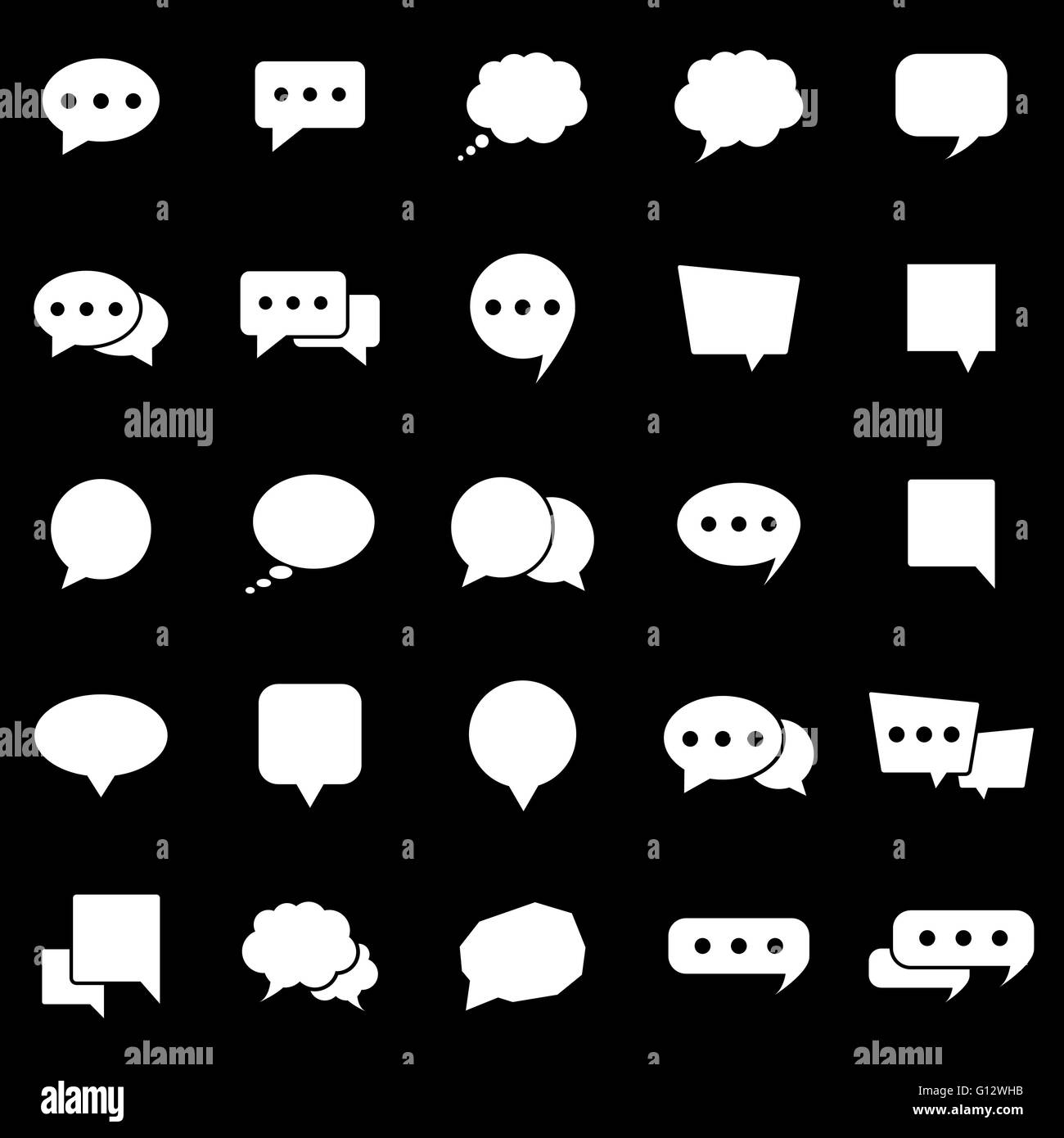 Speech Bubble icons on black background, stock vector Stock Vector ...