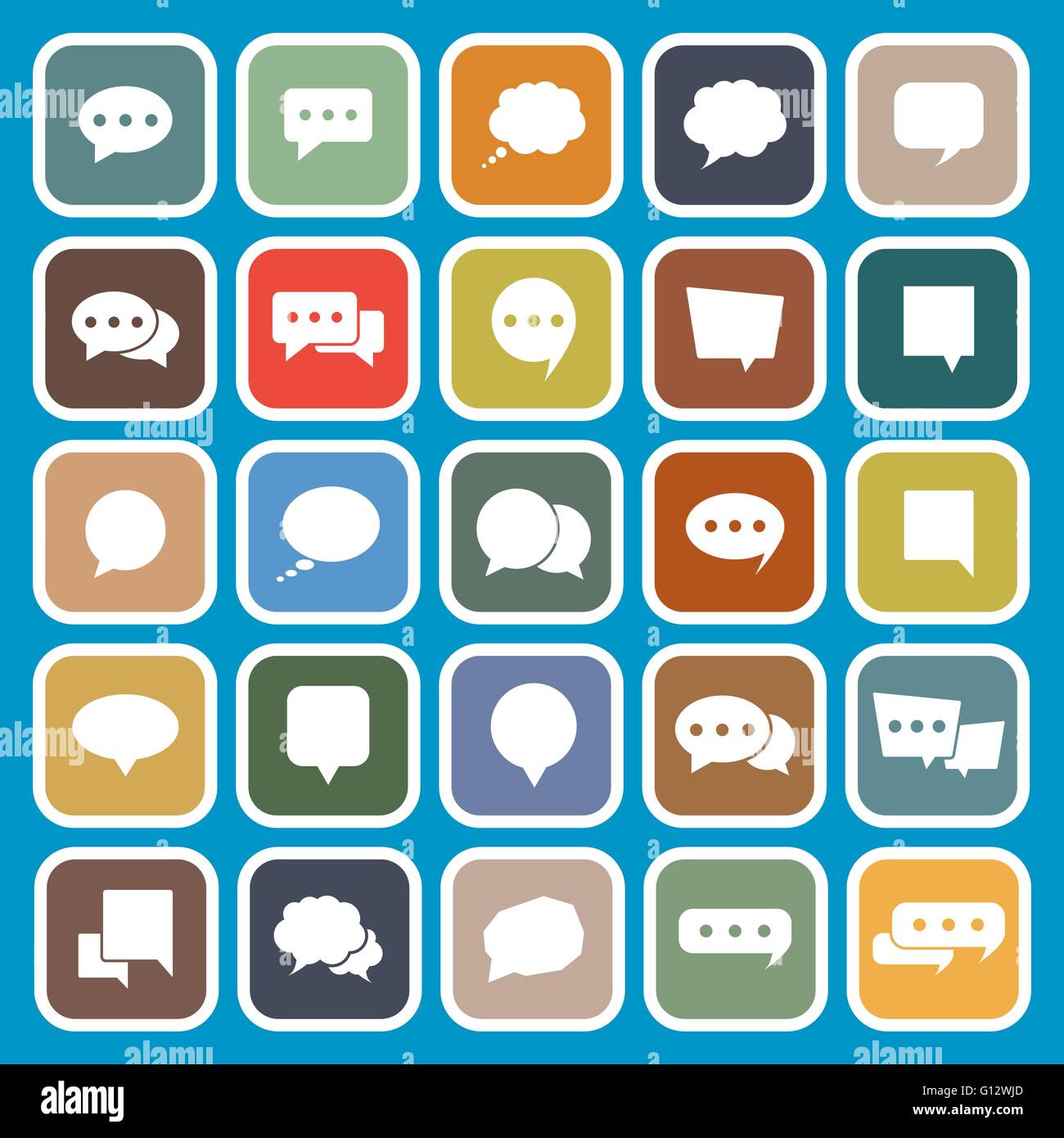 Speech Bubble flat icons on blue background, stock vector Stock Vector ...
