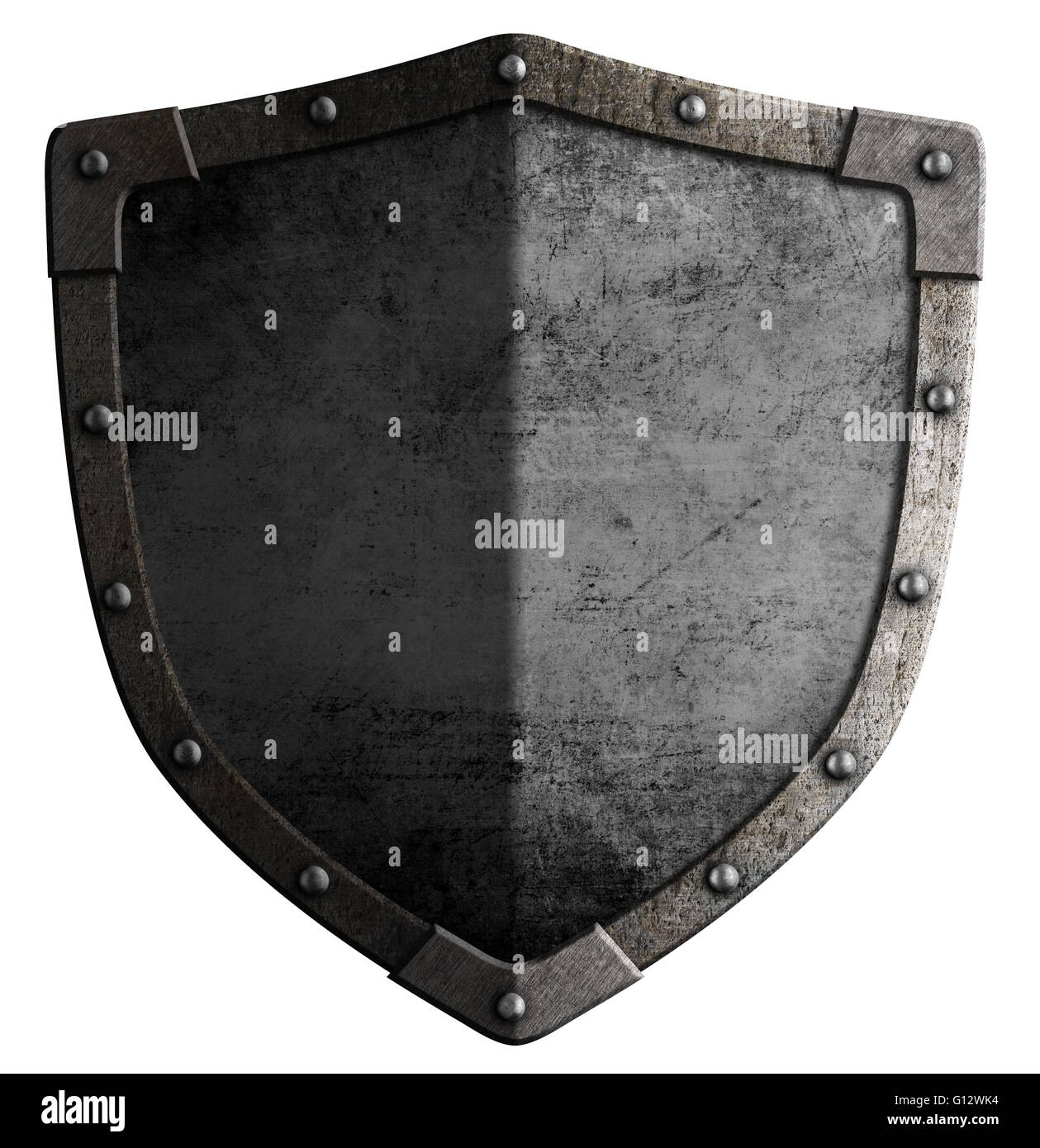 medieval metal shield 3d illustration isolated Stock Photo - Alamy