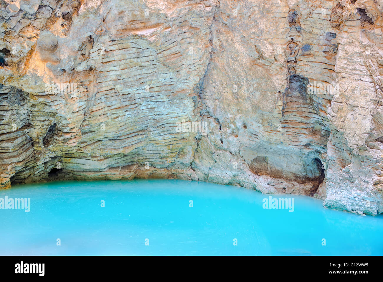 beautiful natural underground karst mineral lake Proval with pure blue ...