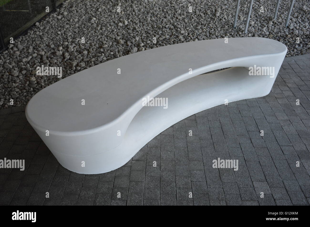White concrete bench Stock Photo - Alamy