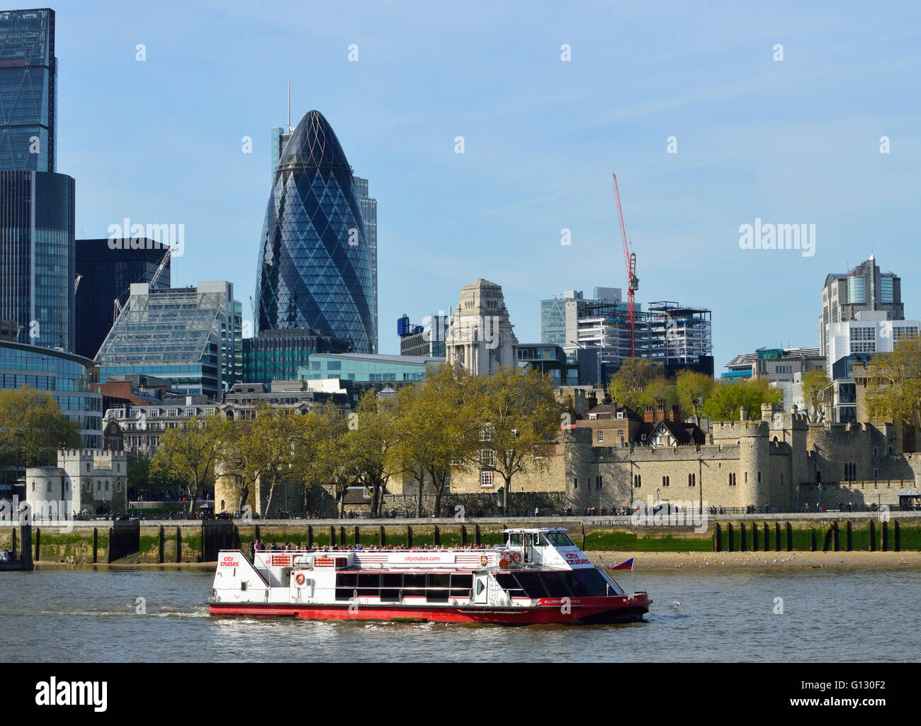 One of the City Cruises' London sightseeing boats on the river Thames ...