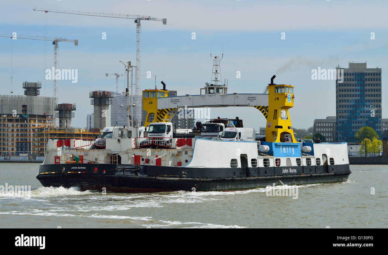 John Burns, one of the three Woolwich Ferries, making its way across ...