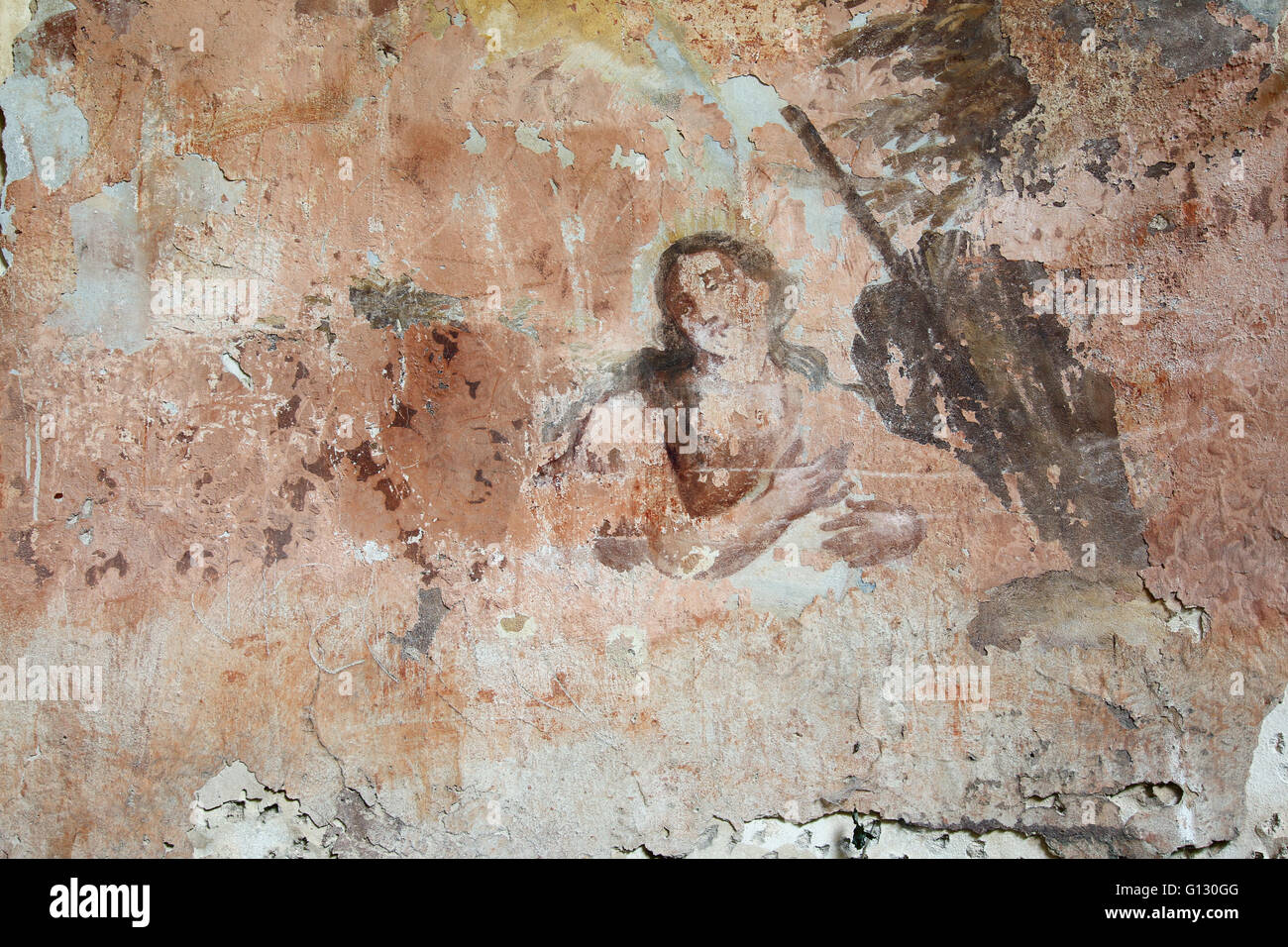 Mural painting in the ruins of the church of Saint Gallus Stock Photo ...