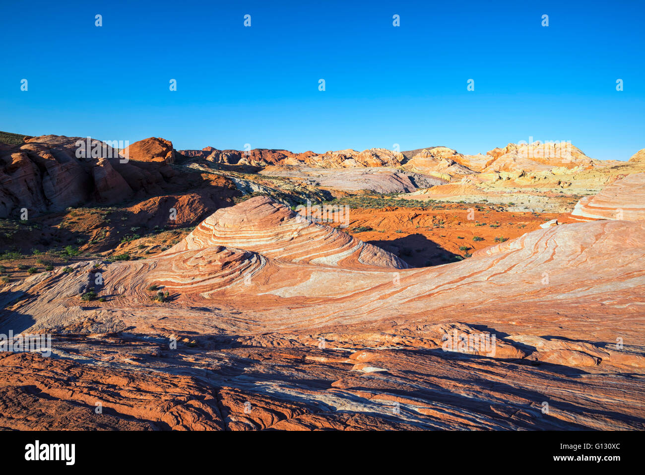 Fire Wave rock formation. Valley of Fire State Park, Nevada Stock Photo ...