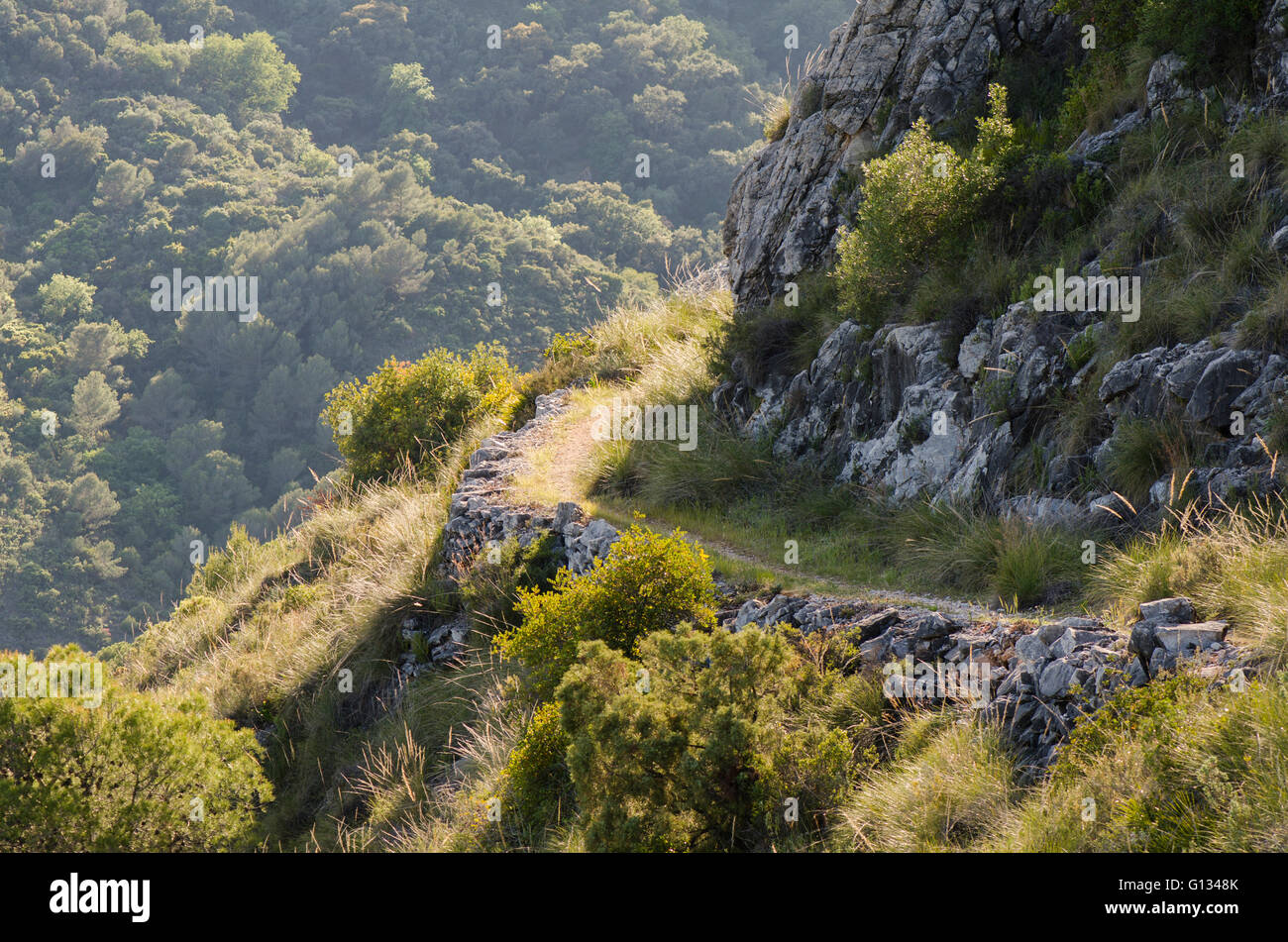 Hiking Path, trail in andalusian mountains, Andalusia, Spain Stock ...