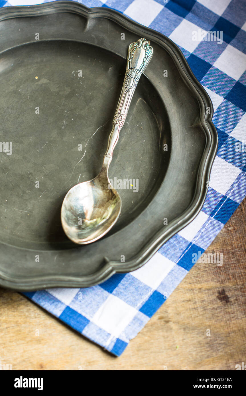 Table setting in rustic style with vintage details Stock Photo - Alamy