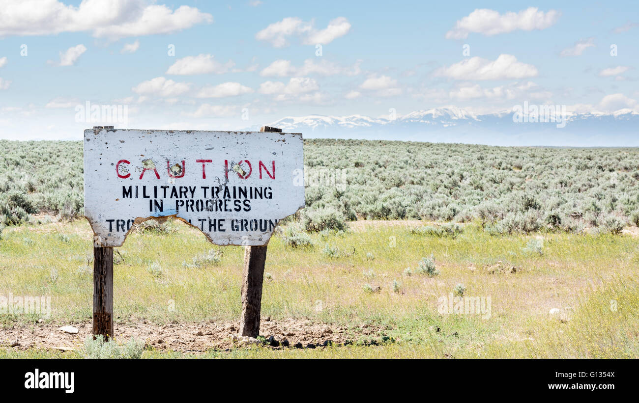 Military training exercise sign in the Idaho desert Stock Photo - Alamy