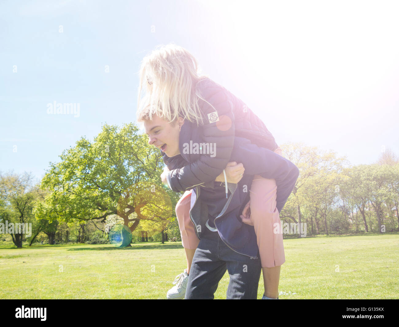 Piggy back boy hi-res stock photography and images - Alamy