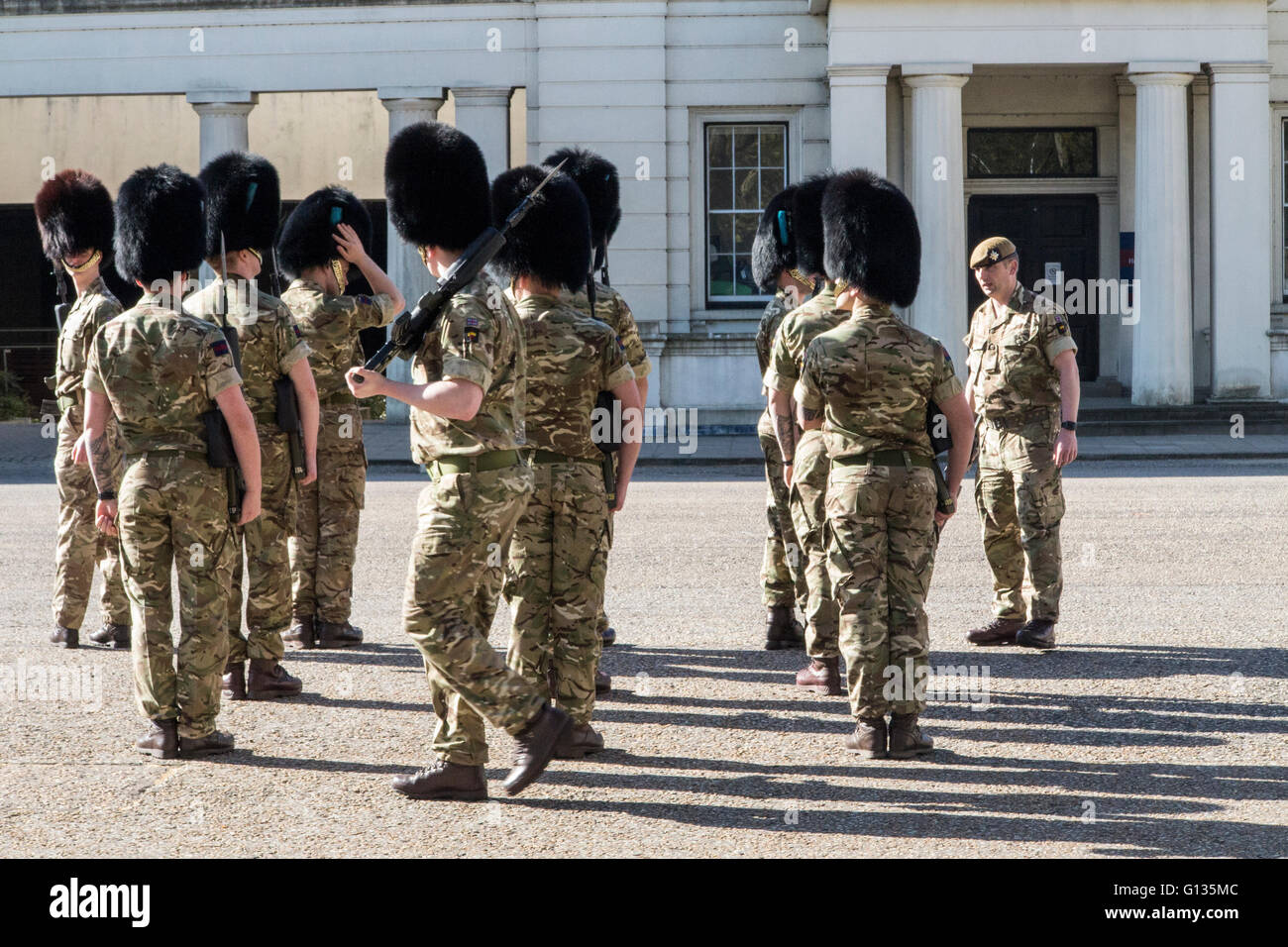 Household division training outside barracks in central London Stock ...