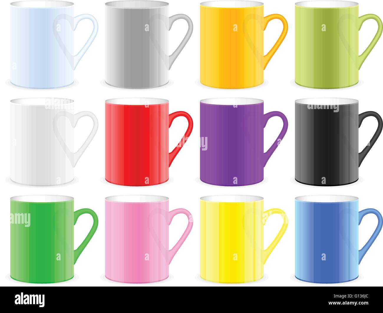 Color coffee cups on white background. Vector illustration Stock Vector ...