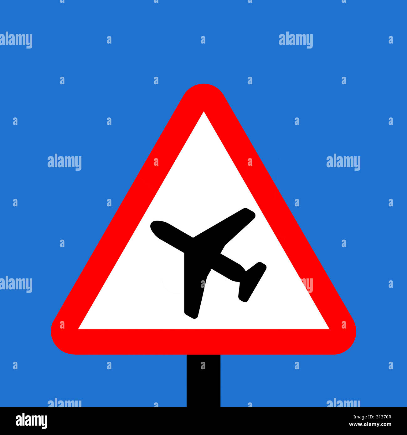 Warning triangle Low flying aircraft or sudden aircraft noise sign ...