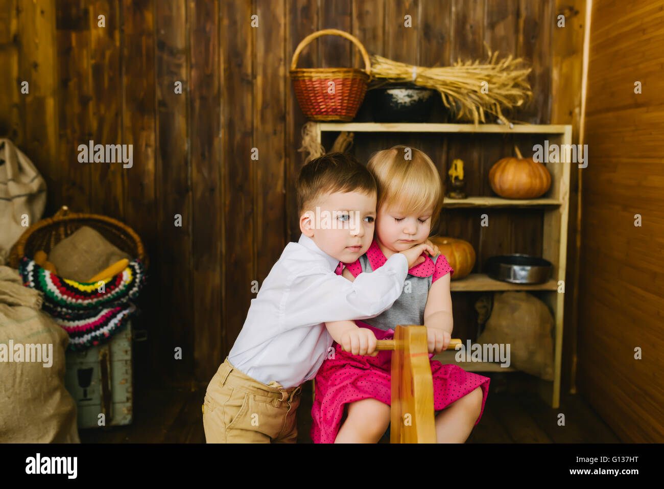 Hug child girl a boy hi-res stock photography and images - Alamy