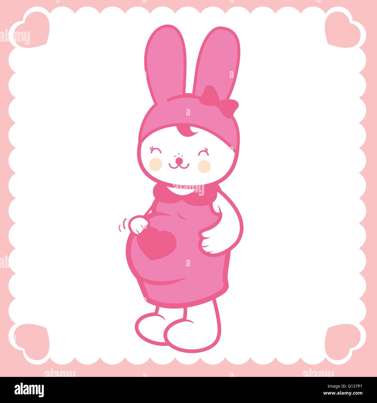 Cute pregnant bunny mom with big belly. Rabbit pregnant mother ...