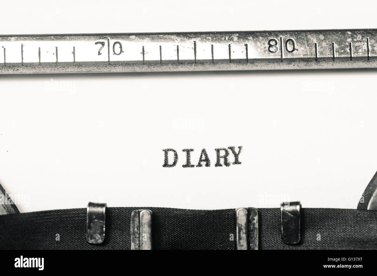 word diary typed on an old typewriter Stock Photo - Alamy