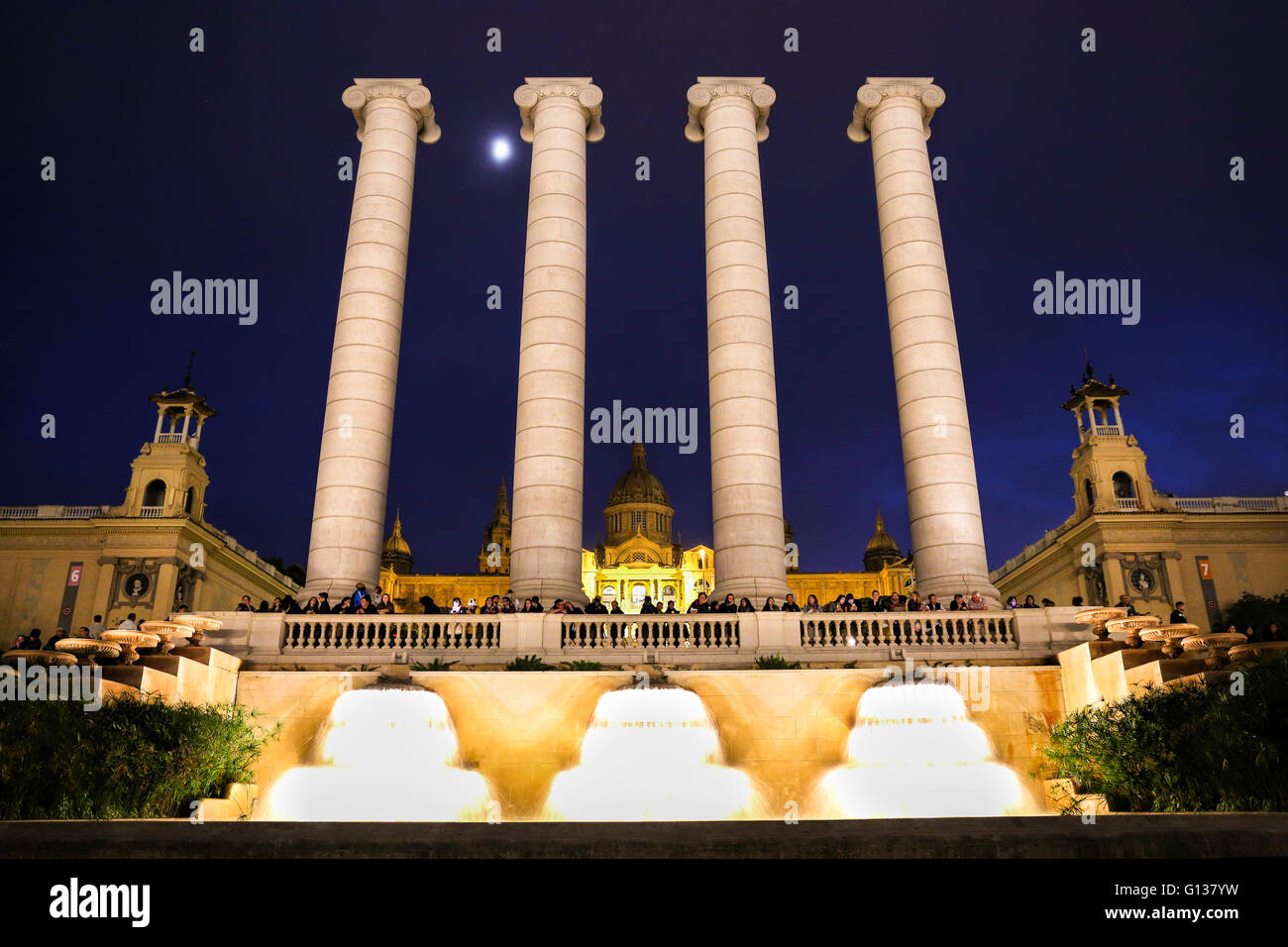 Tourist people around the Four Columns which is on the place in front ...