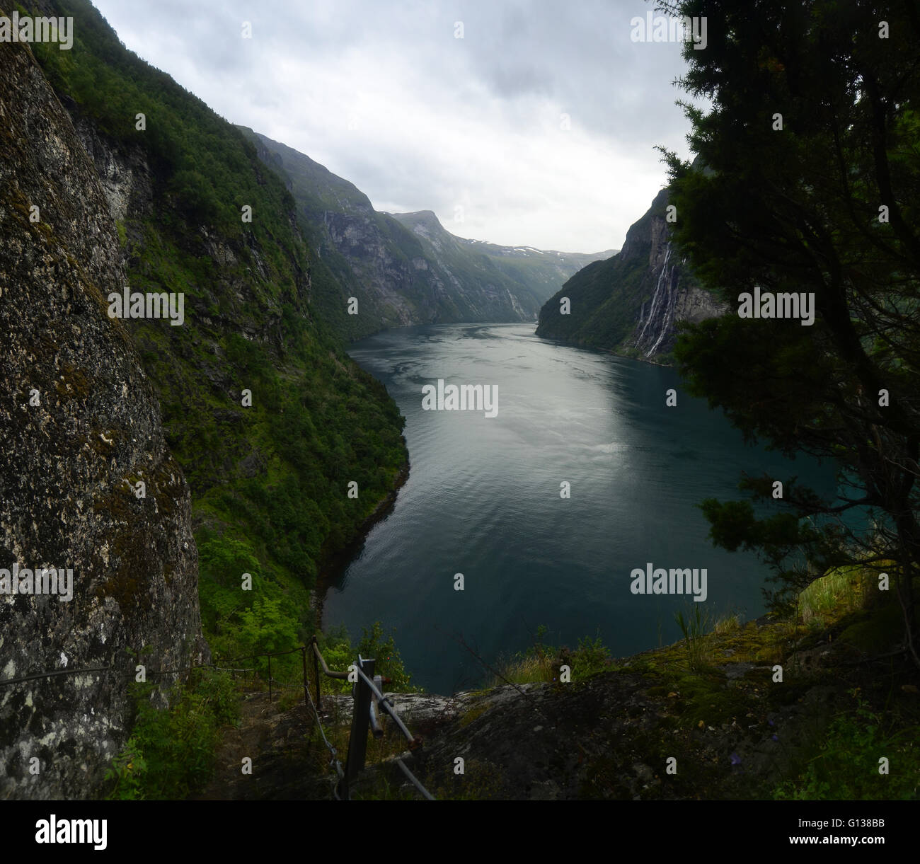 Steep path on the deep Fjord Stock Photo - Alamy