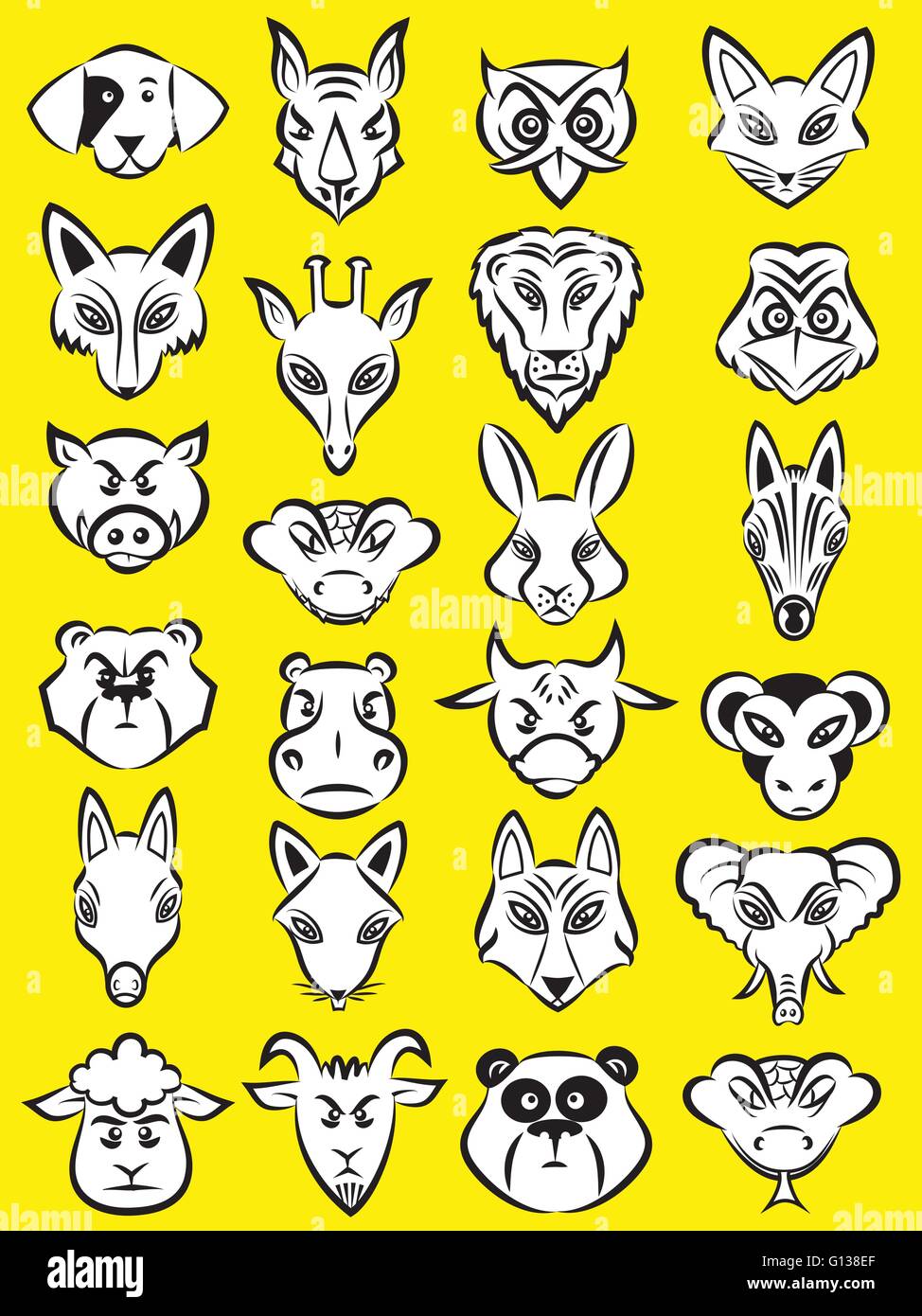 Cartoon wild animals heads set hi-res stock photography and images - Alamy