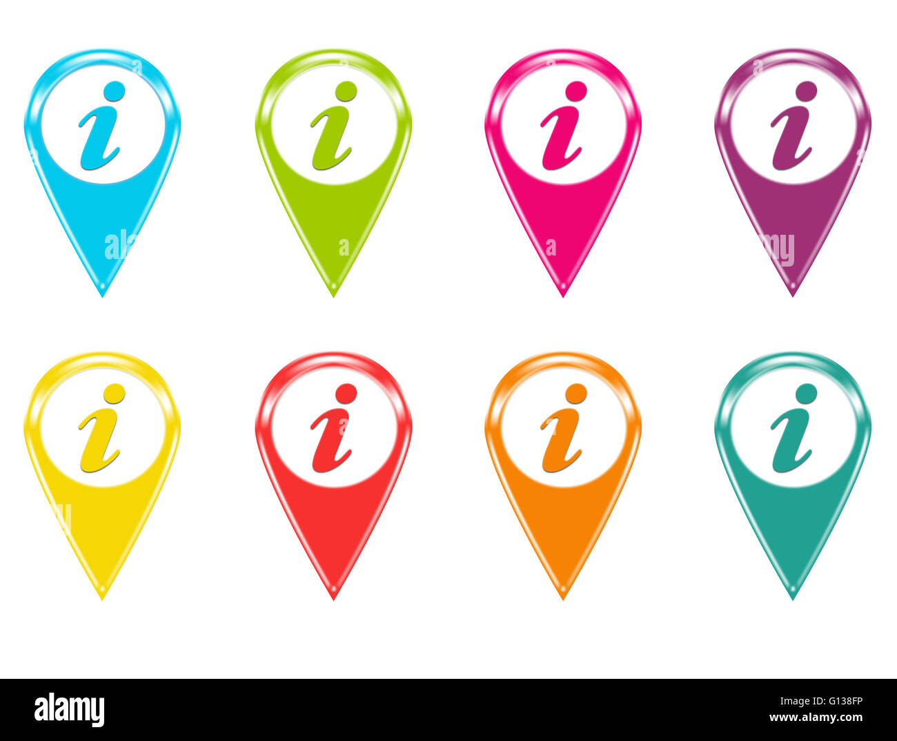 Set of icons or colored markers with information symbol Stock Photo - Alamy