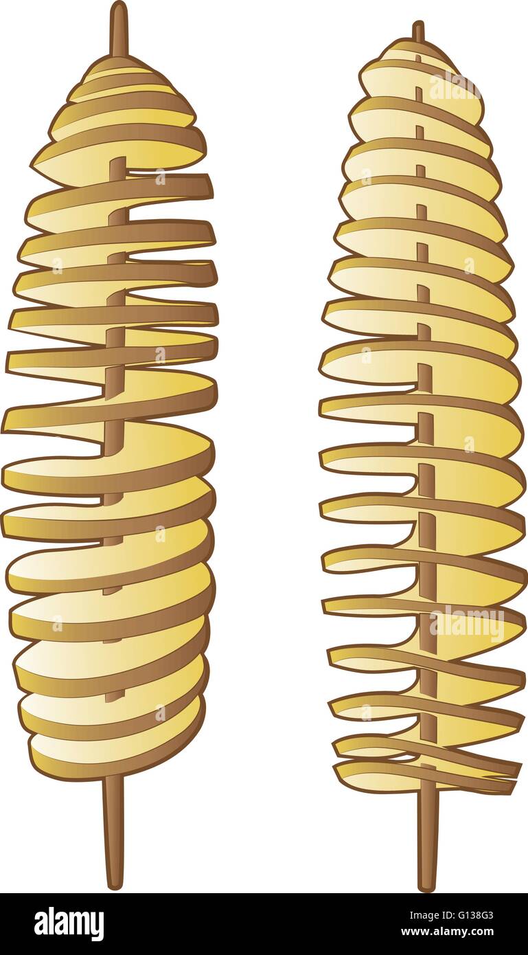Vector illustration of spiral potatoes sticks on white Stock Vector ...